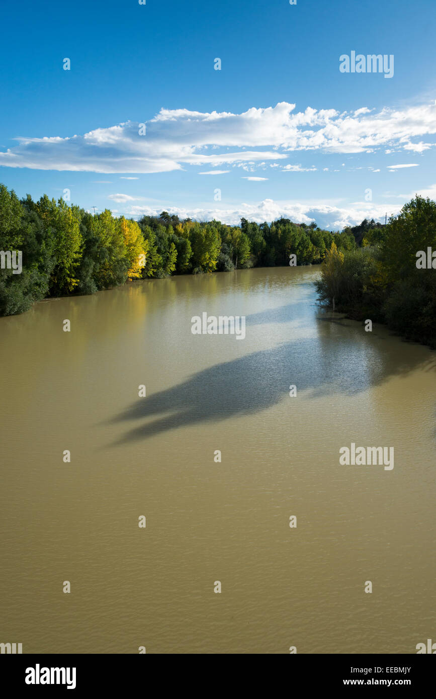 A landscape photo of the River Ebro in the rioja wine region near Haro ...