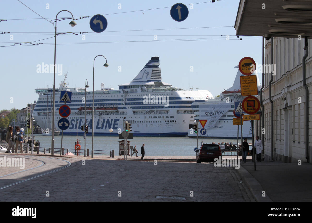 Waterfont street scene Port of Helsinki Finland Stock Photo - Alamy