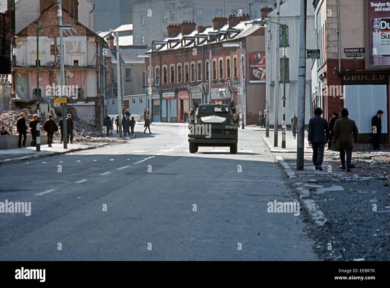 BELFAST, NORTHERN IRELAND - OCTOBER 1972. British army Saracen ...