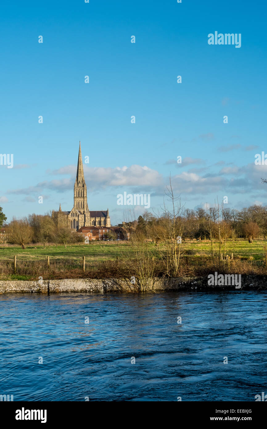 Salisbury Cathedral view from town path Salisbury Stock Photo - Alamy