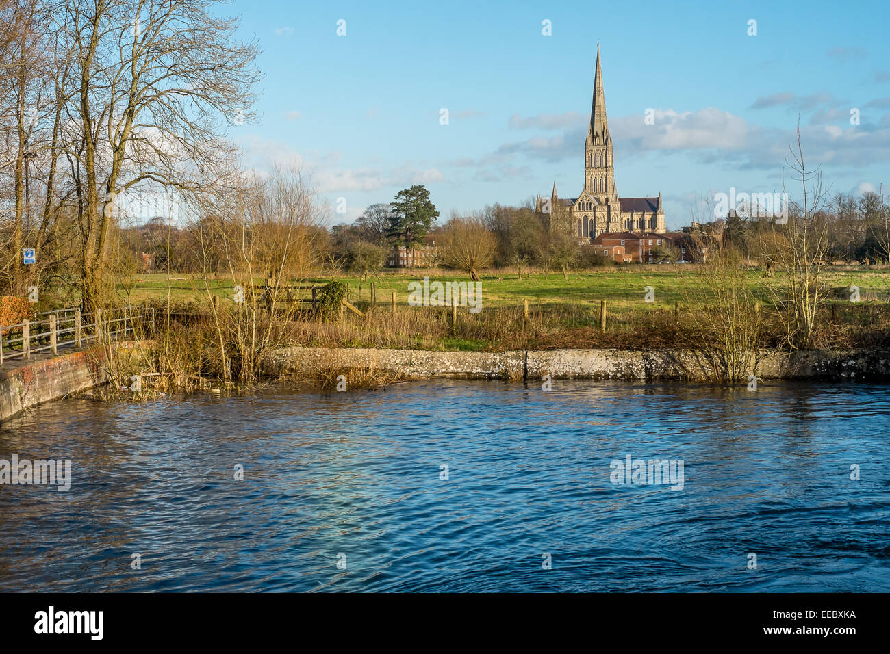 Salisbury Cathedral view from town path Salisbury Stock Photo - Alamy