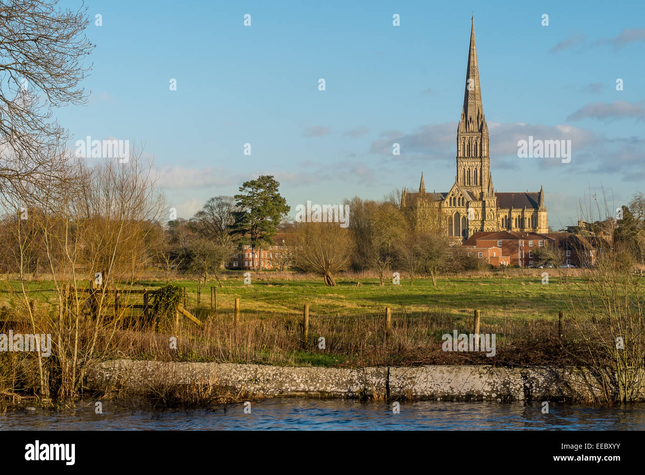 Salisbury Cathedral view from town path Salisbury Stock Photo - Alamy