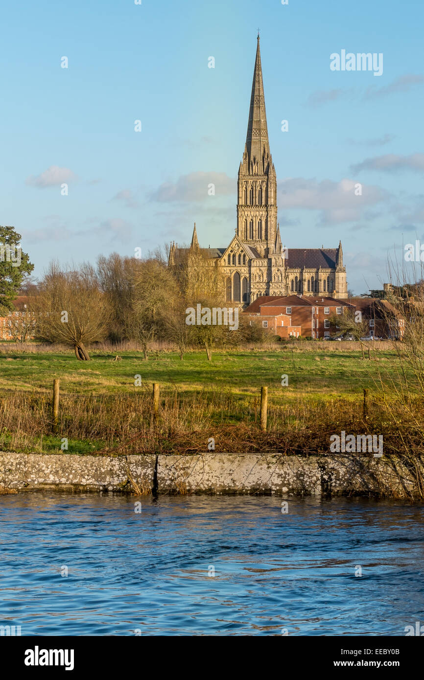 Salisbury Cathedral view from town path Salisbury Stock Photo - Alamy