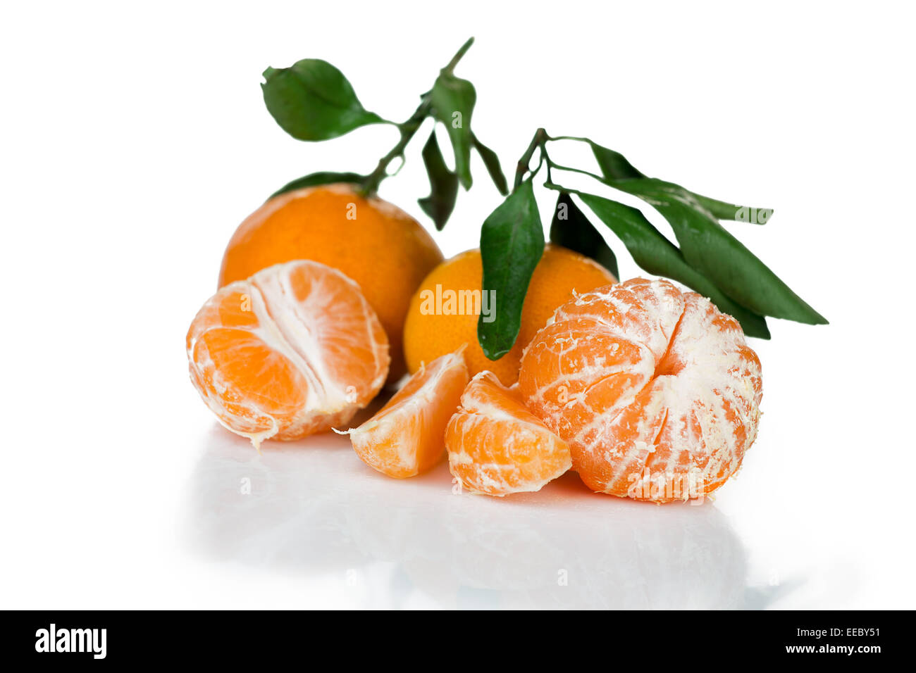 fresh mandarin with leaf isolated on white Stock Photo - Alamy