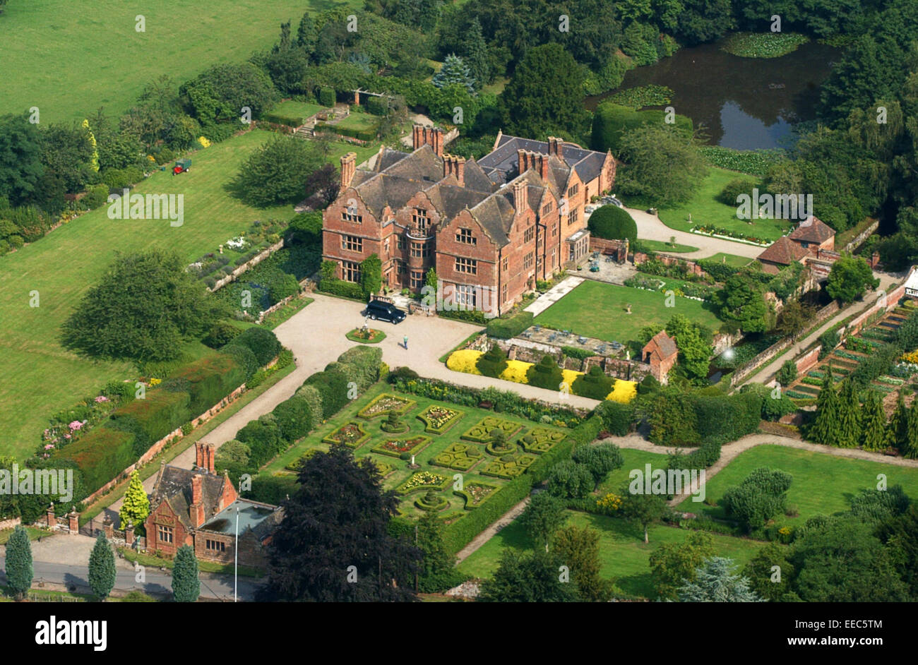 An aerial view of Ludstone Hall near Claverley in Shropshire England ...