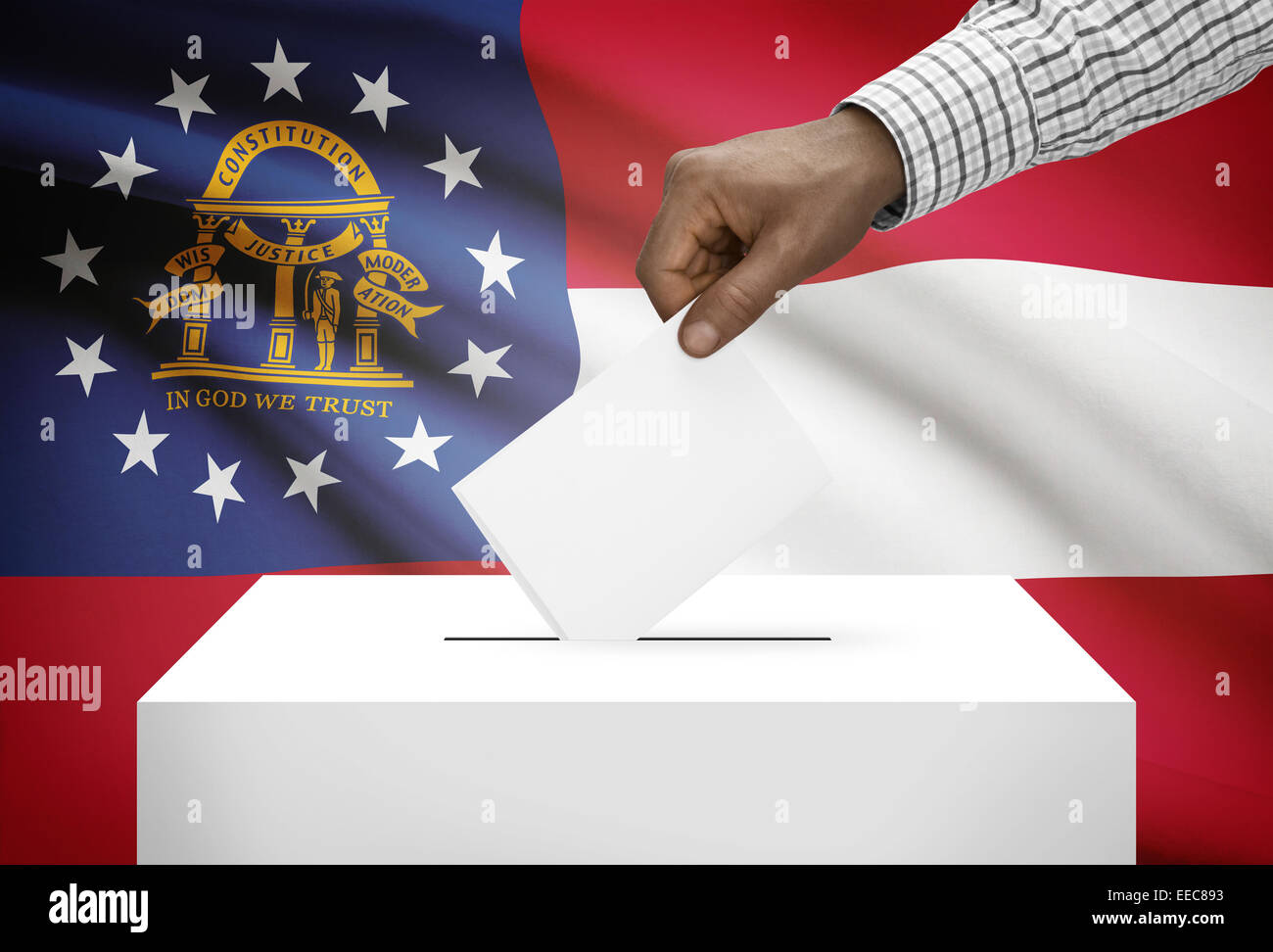 Voting concept - Ballot box with US state flag on background - Georgia ...