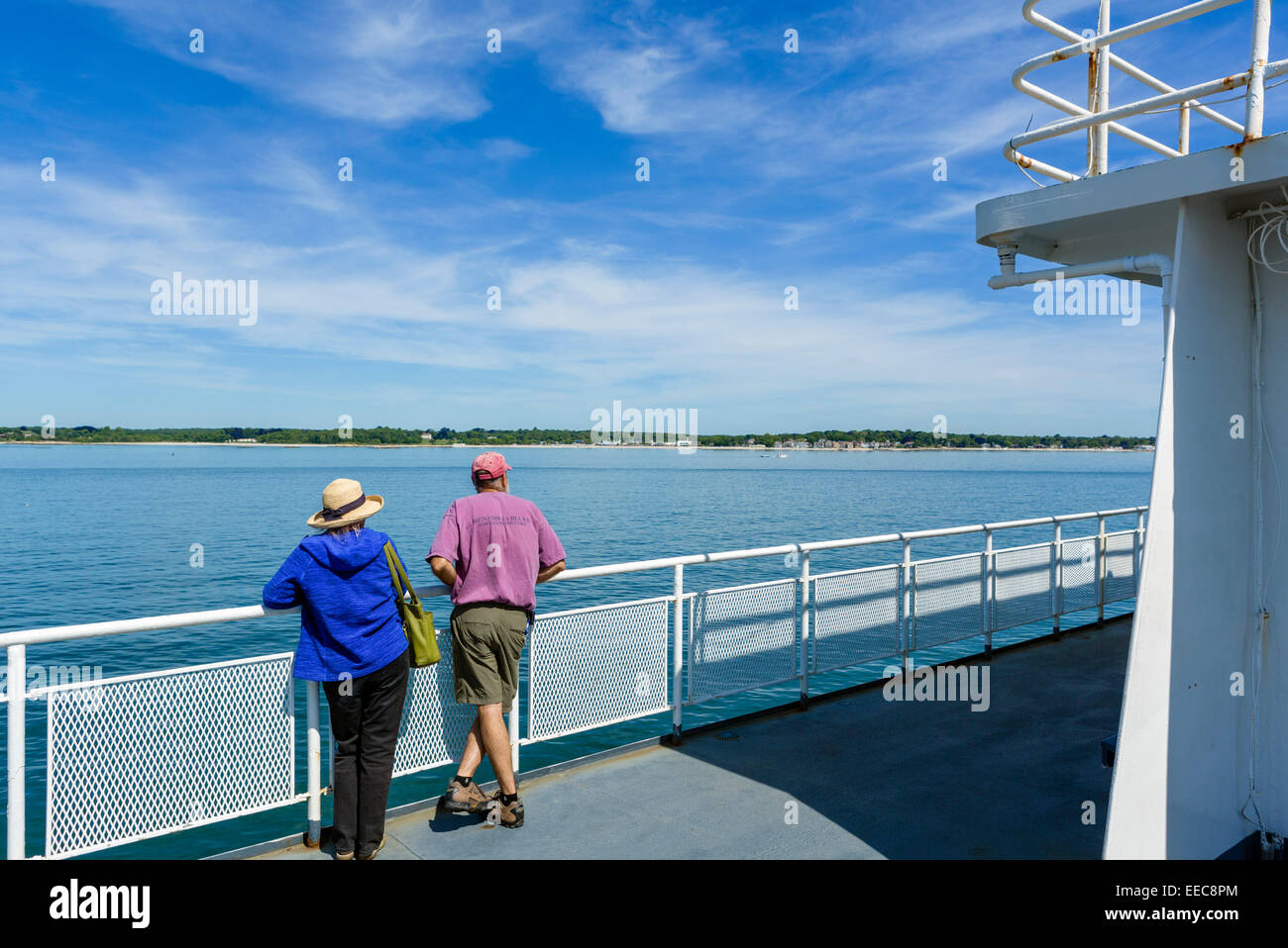 Couple on the deck of the Cross Sound Ferry approaching London, CT ...