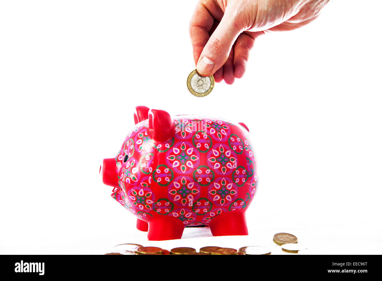 saving savings money piggy bank cash pounds pound coins coin dispensing ...