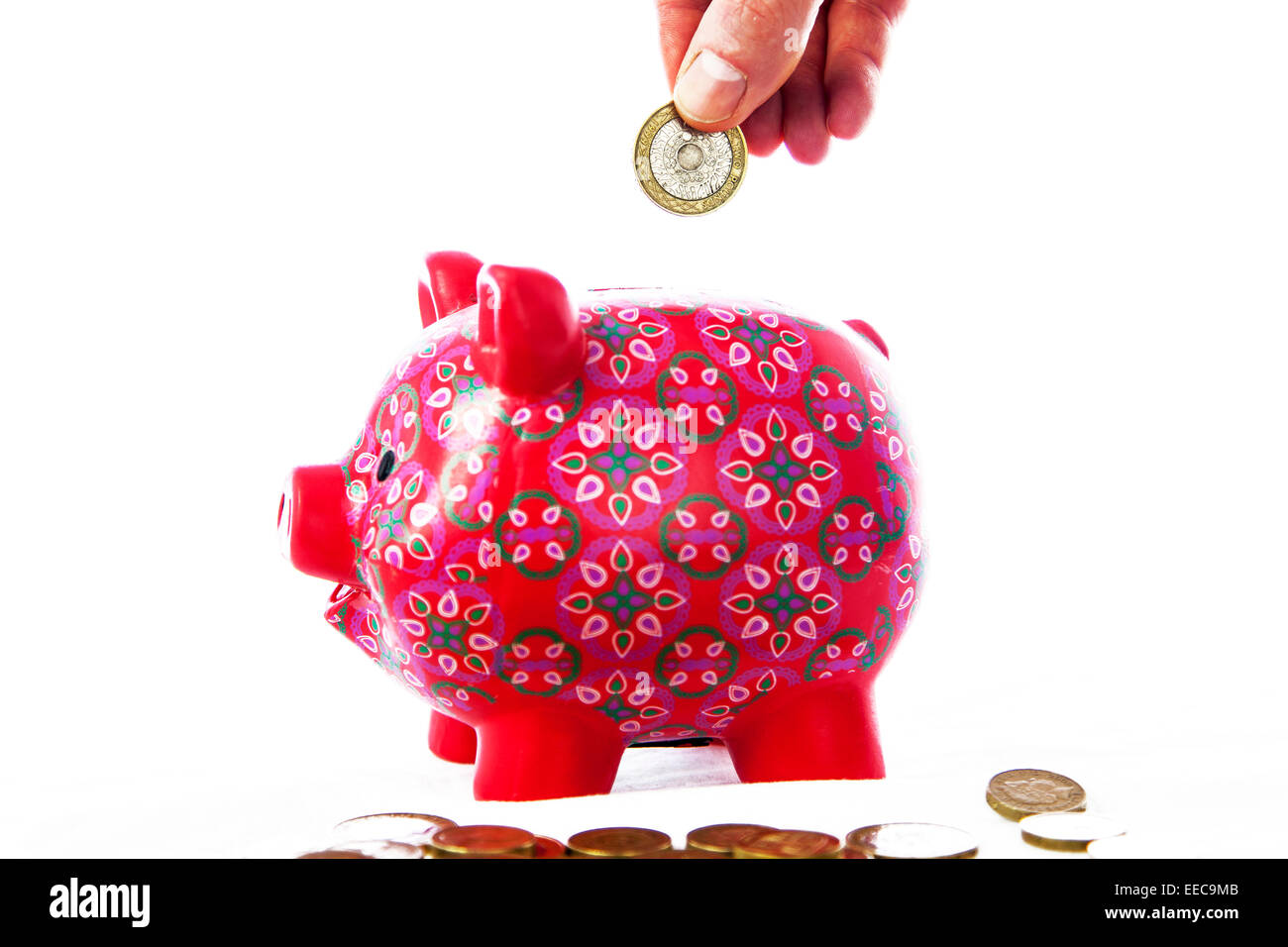 saving savings money piggy bank cash pounds pound coins coin dispensing ...