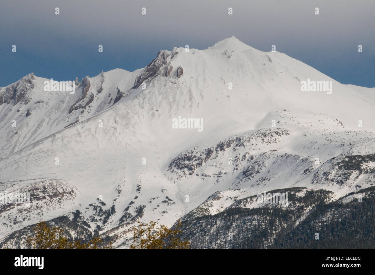 Blue sky, snow clad & light cloud covered Mount Shasta Siskiyou County ...