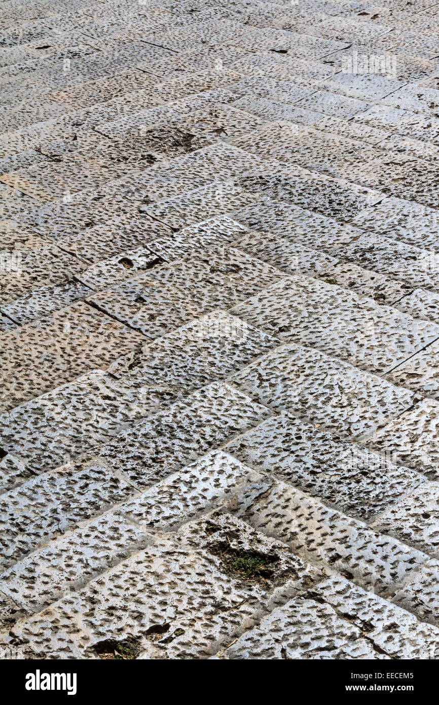 Damaged medieval path in stapled triangle shapes to prevent slipping in ...