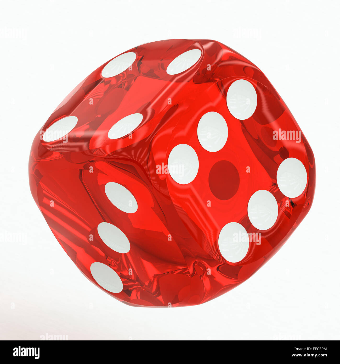 one red dice falling on a white background Stock Photo - Alamy