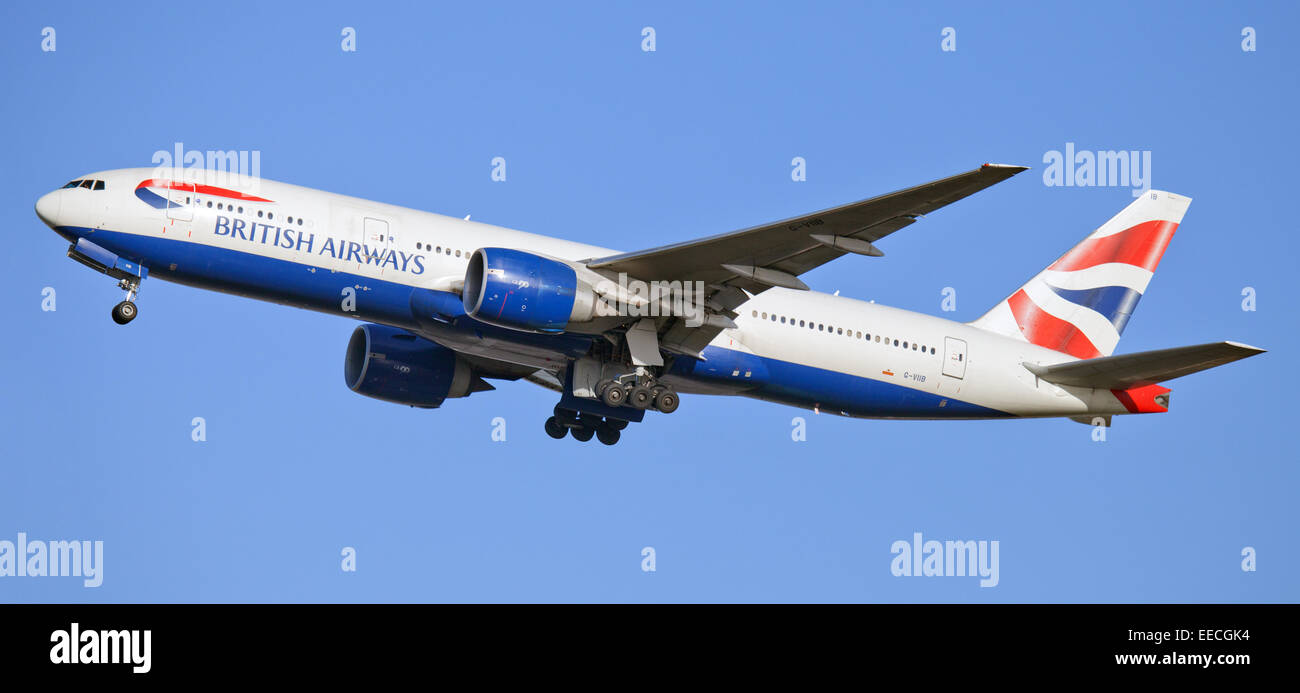 British Airways Boeing 777 G-VIIB departing London-Heathrow Airport LHR ...
