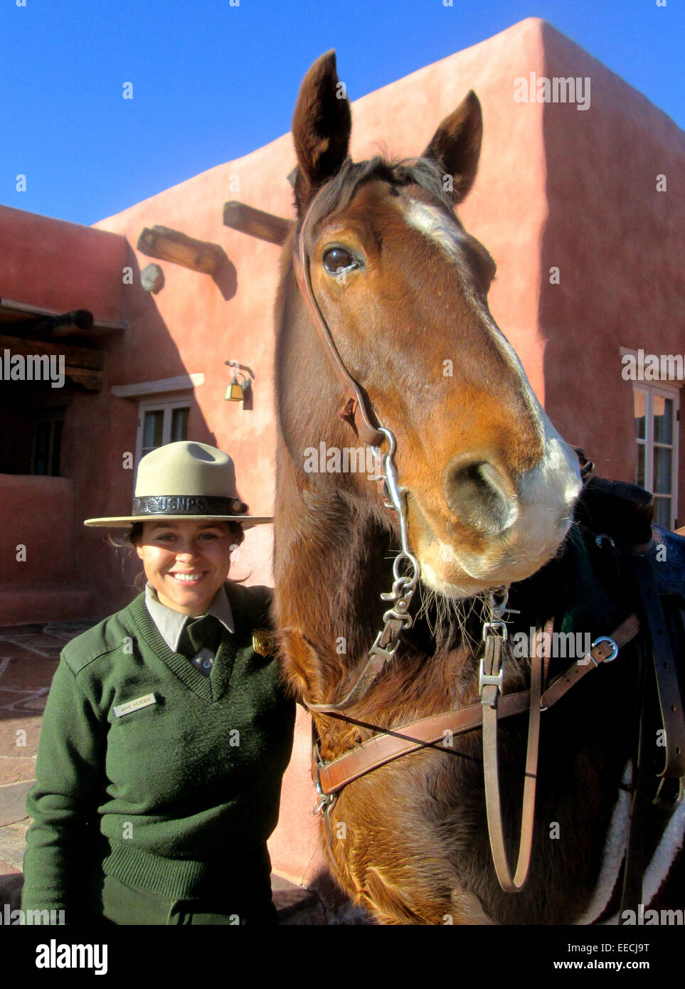 A Park Service Ranger and horse Trooper at the Painted Desert Inn in ...