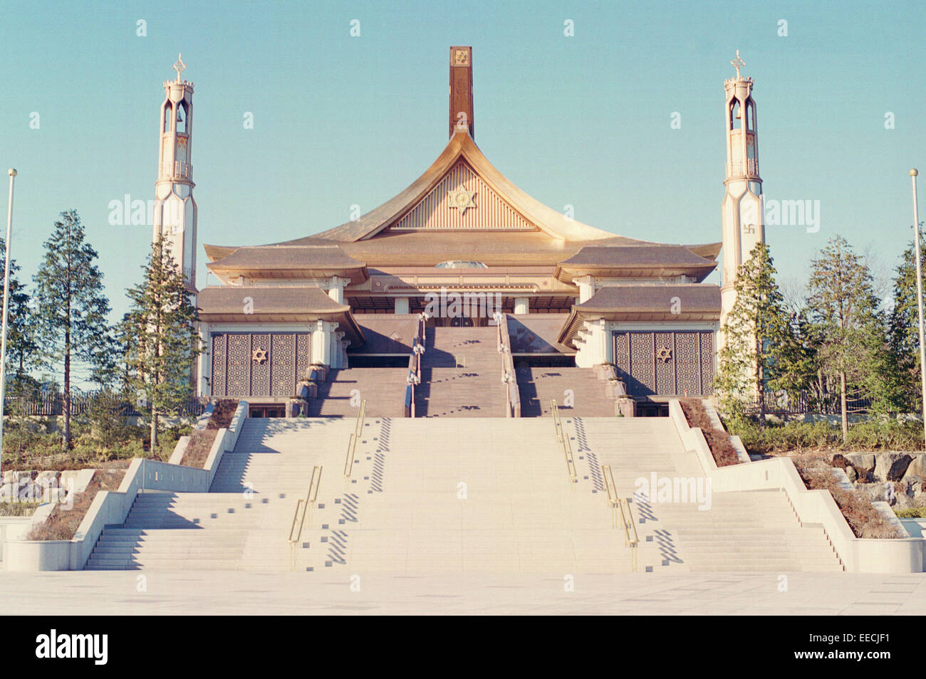 Futuristic looking temple of the shinri kyo religion in Japan Stock ...