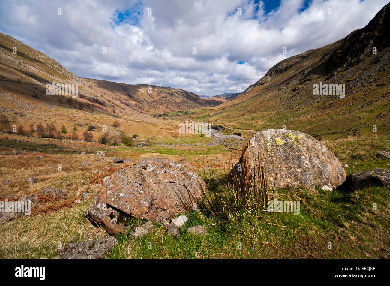 The Borrowdale Valley, viewed from the lower reaches of Seathwaite Fell ...