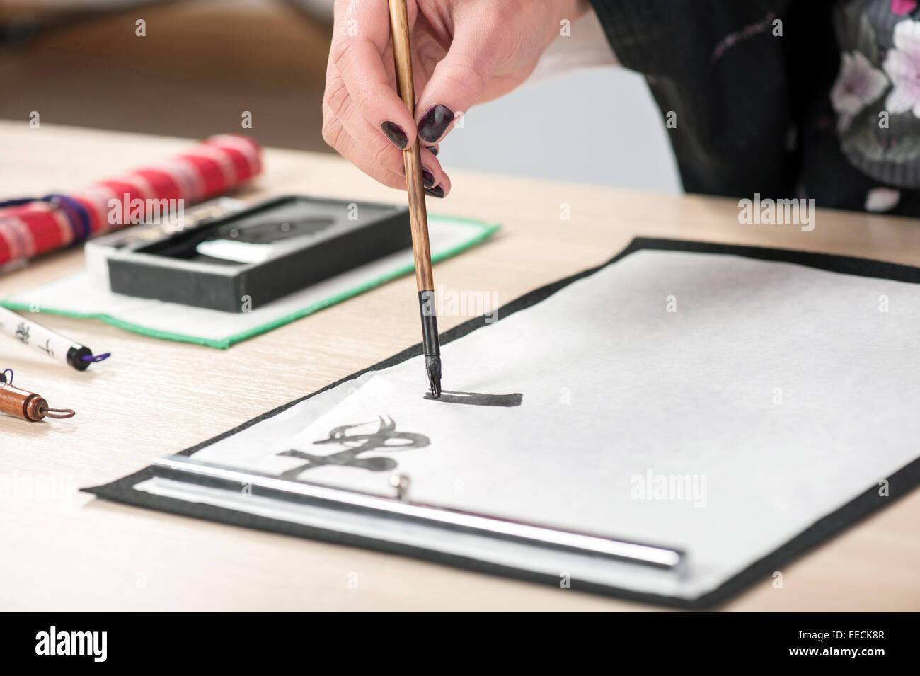 Traditional Japanese or Chinese calligraphy Stock Photo - Alamy