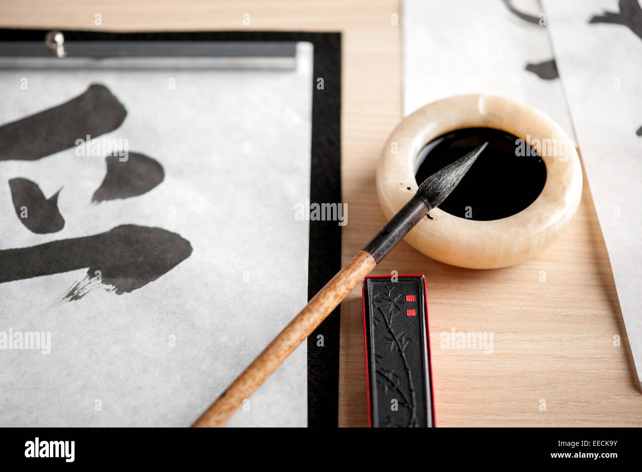 Closeup image of calligraphy tools Stock Photo - Alamy