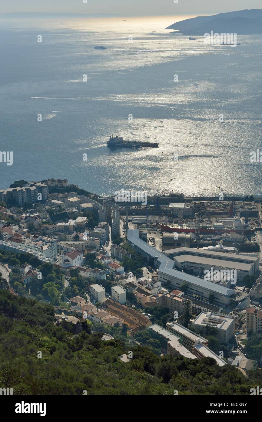 Gibraltar and Bay of Gibraltar Algeciras UK Overseas Territory Stock ...