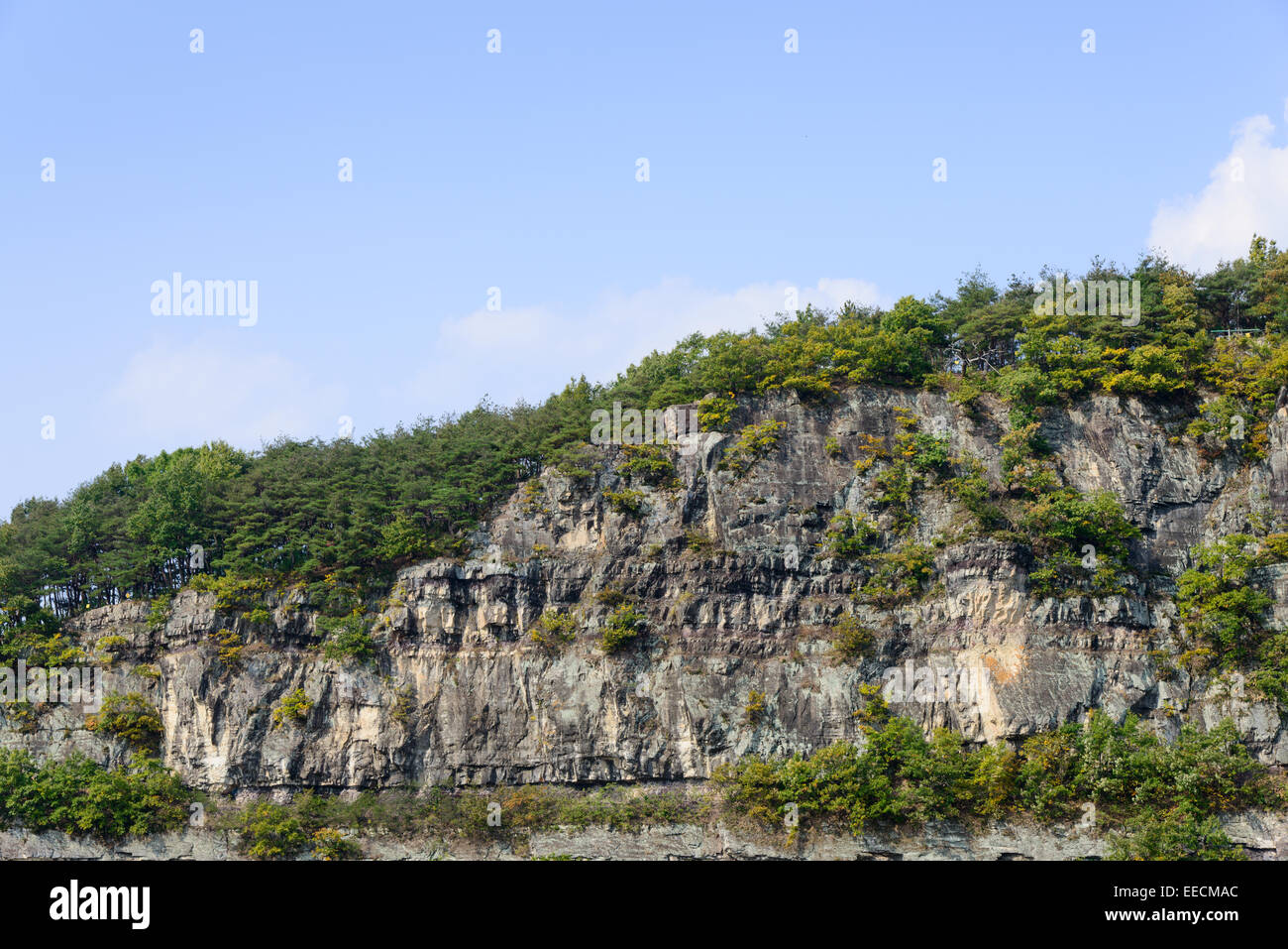 rock cliff called Buyongdae in Andong Hahoe folk village. Hahoe Folk ...