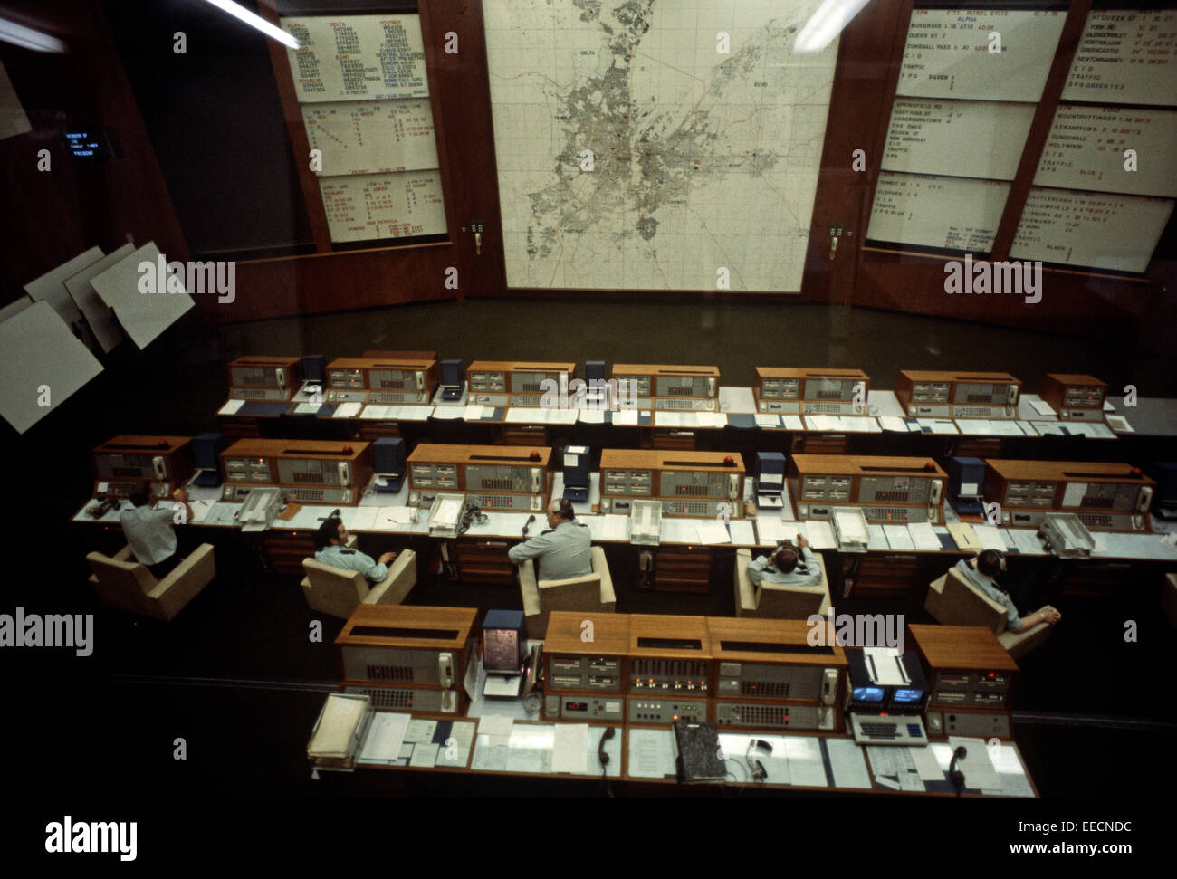 BELFAST, UNITED KINGDOM - SEPTEMBER 1978. Belfast RUC control Room ...