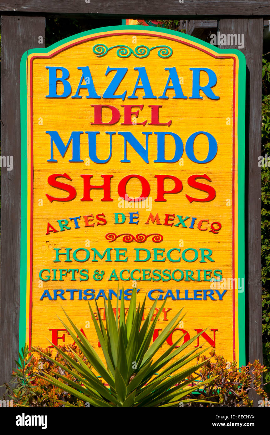 Bazaar del Mundo Shop sign, Old Town San Diego, San Diego, California ...