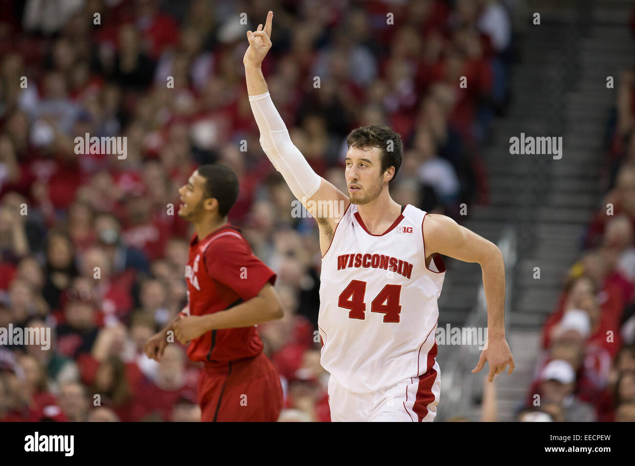 January 15, 2015: Wisconsin Badgers forward Frank Kaminsky #44 holds ...