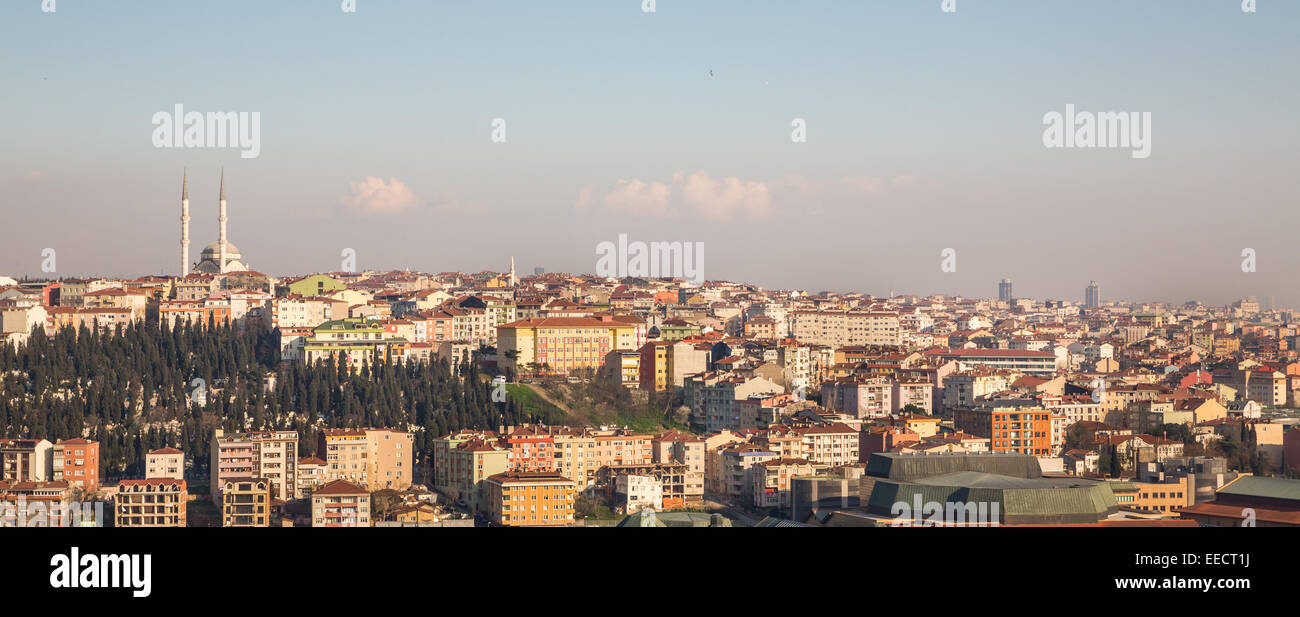 Colorful houses and mosque on a hillside in Istanbul, Turkey Stock ...