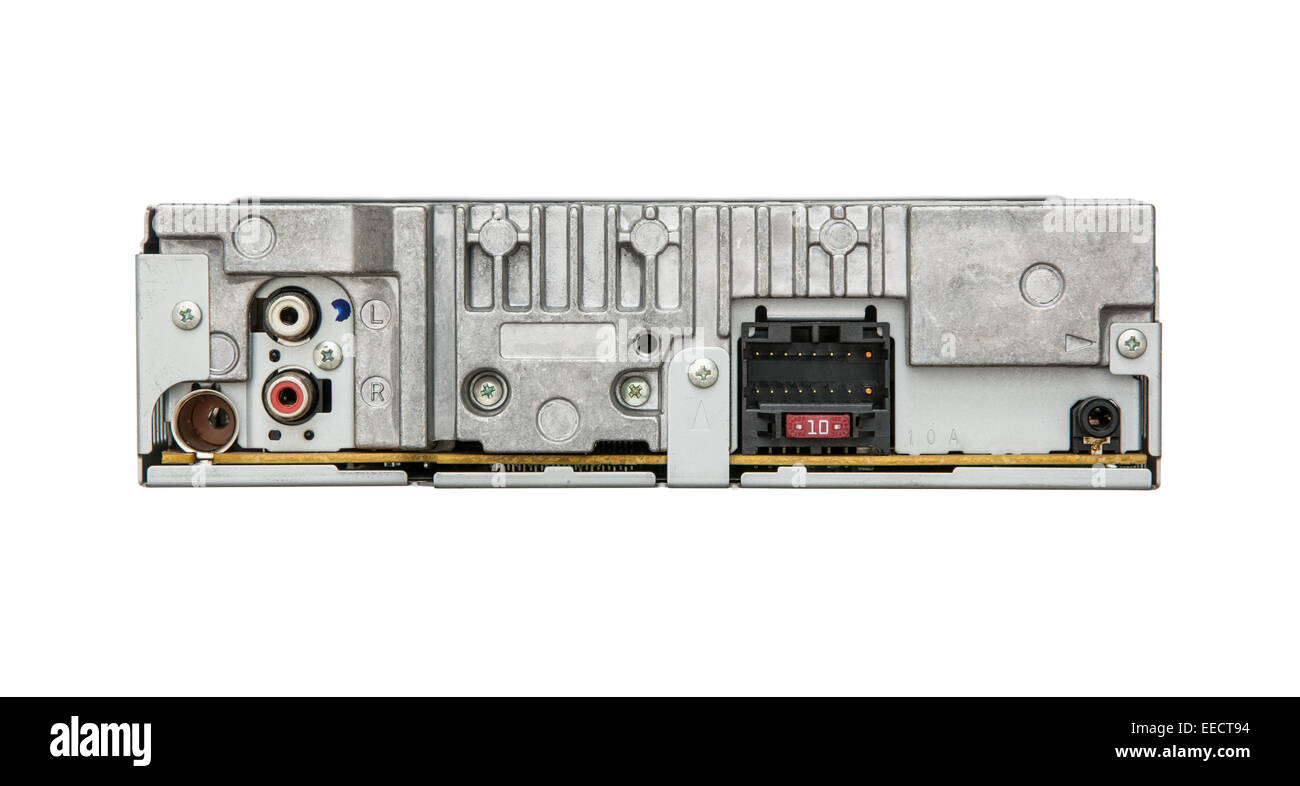 Car radio - rear view on the white background Stock Photo - Alamy