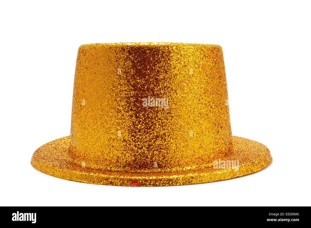 a golden top hat on a white background Stock Photo - Alamy