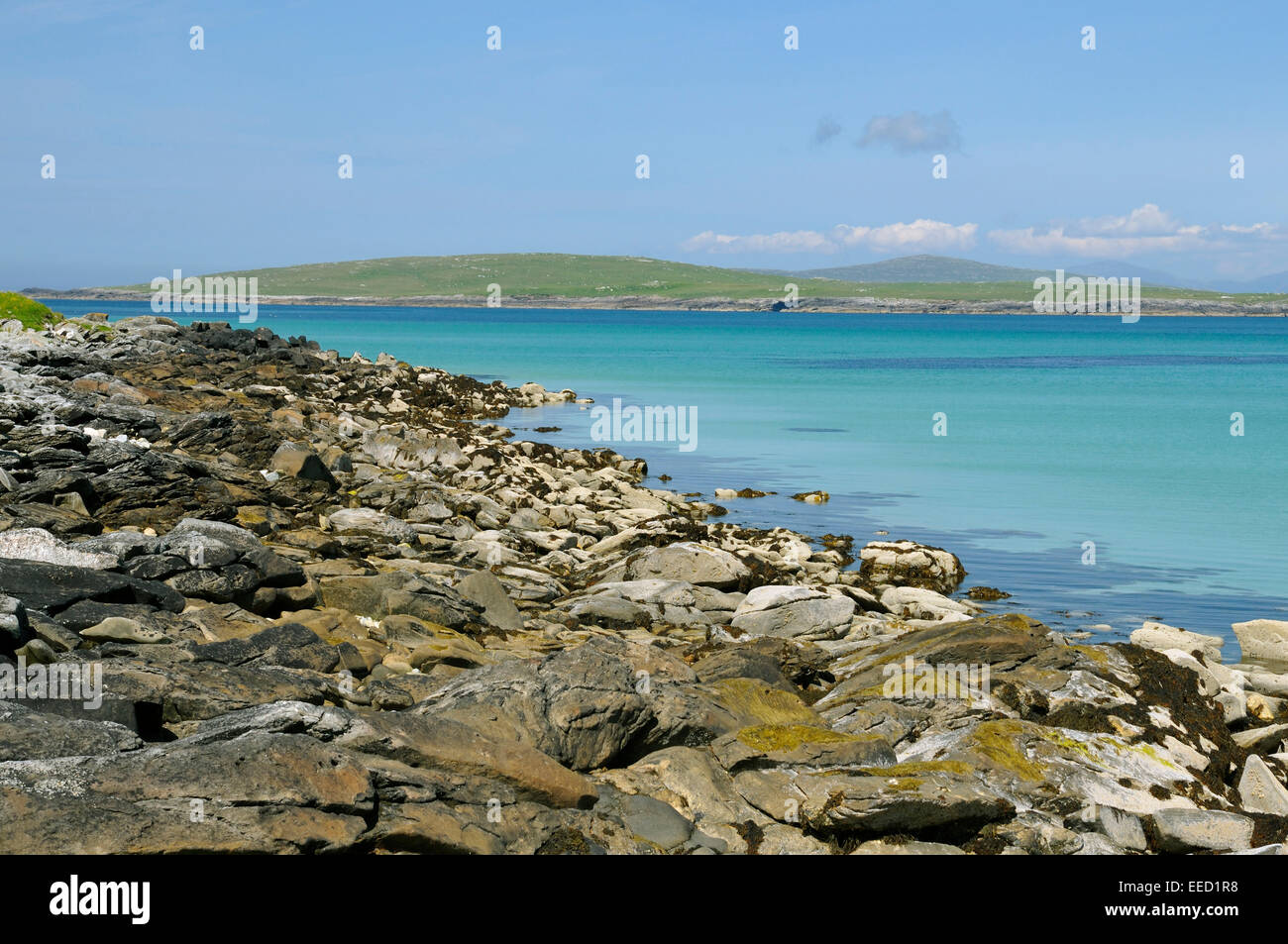 Boreray Island viewed from cemetry at Machair Leathann Stock Photo - Alamy