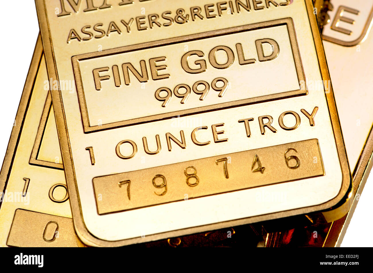 Pure gold bars / ingots (plated replicas) 1 troy ounce Stock Photo - Alamy