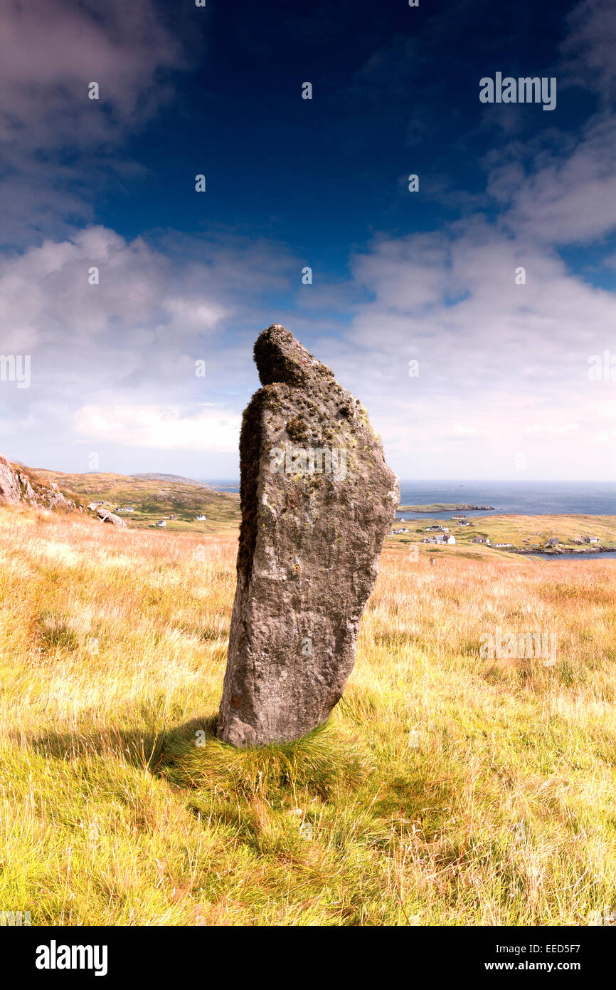 Standing Stone on Isle Of Barra, Outer Hebrides, Scotland Stock Photo ...