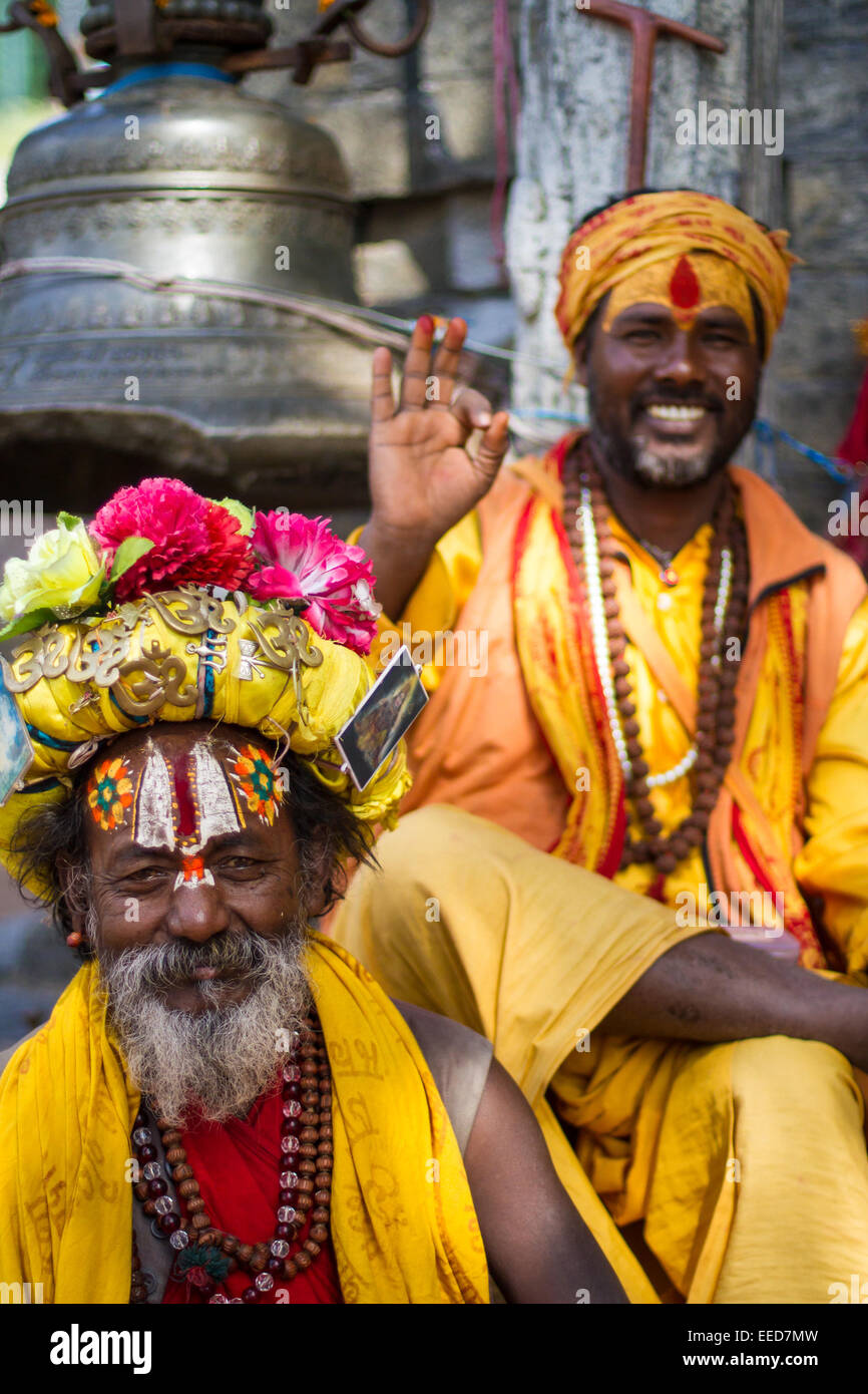 A sadhu is a Hindu holy man, or religious ascetic. Seen here in the ...