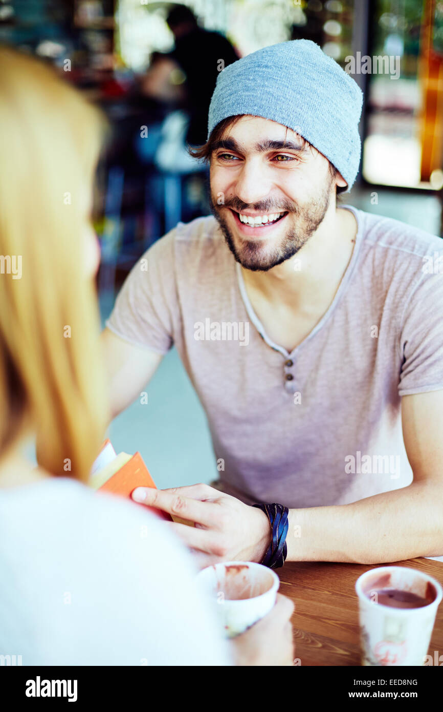 Smiling unshaven man talking hi-res stock photography and images - Alamy