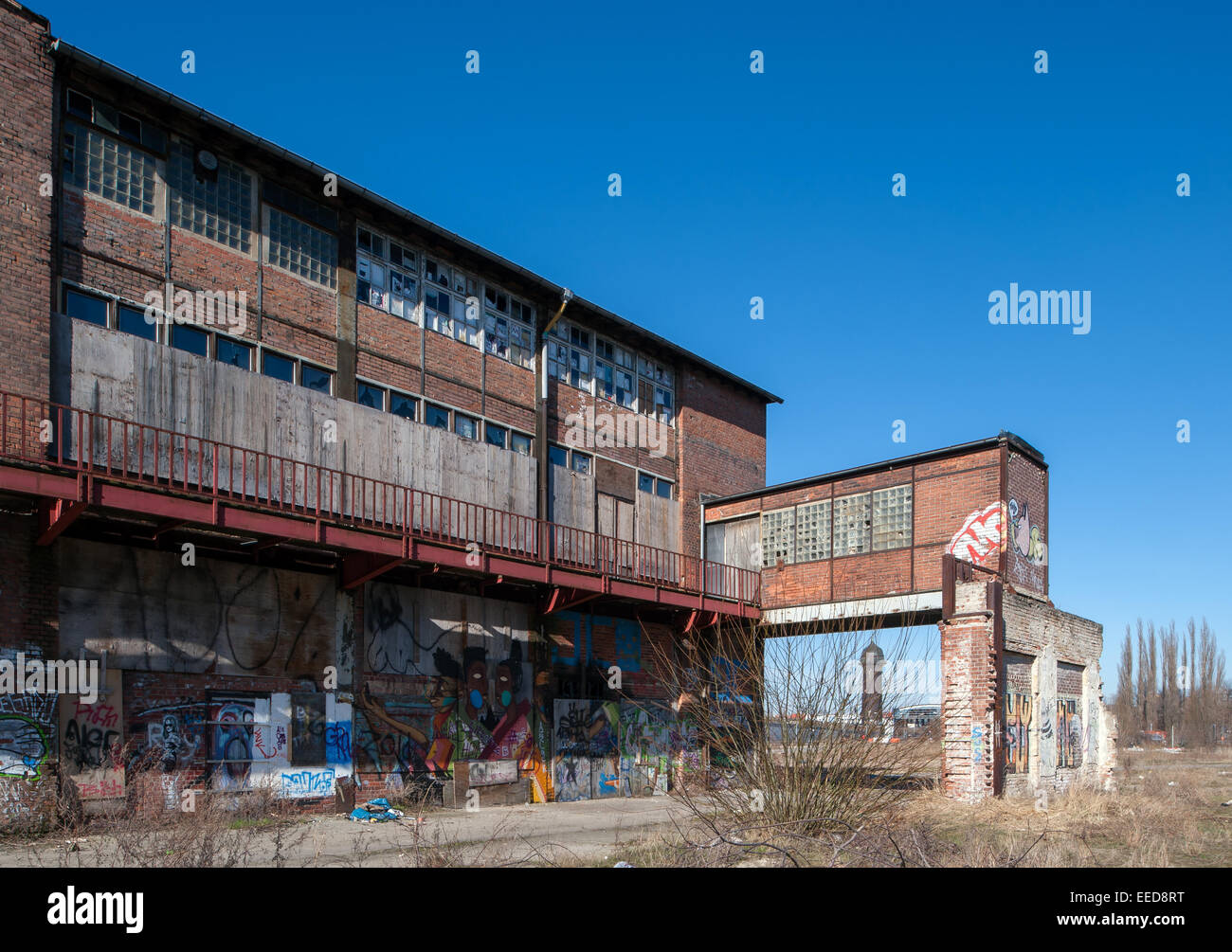 Berlin, Germany, Industrial ruins of the old glass factory on the ...