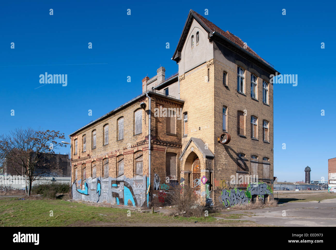 Berlin, Germany, Industrial ruins of the old glass factory on the ...