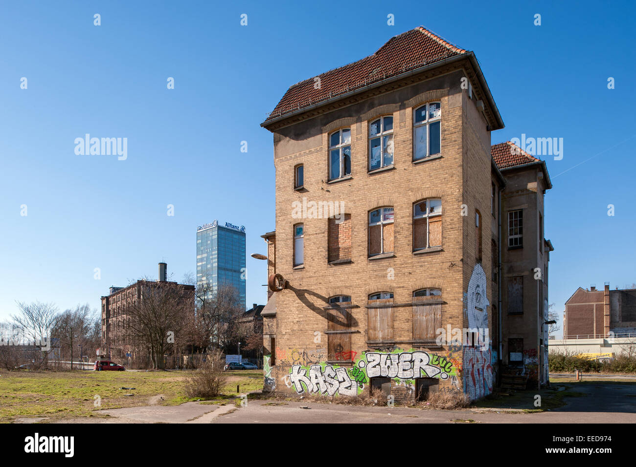 Berlin, Germany, Industrial ruins of the old glass factory on the ...