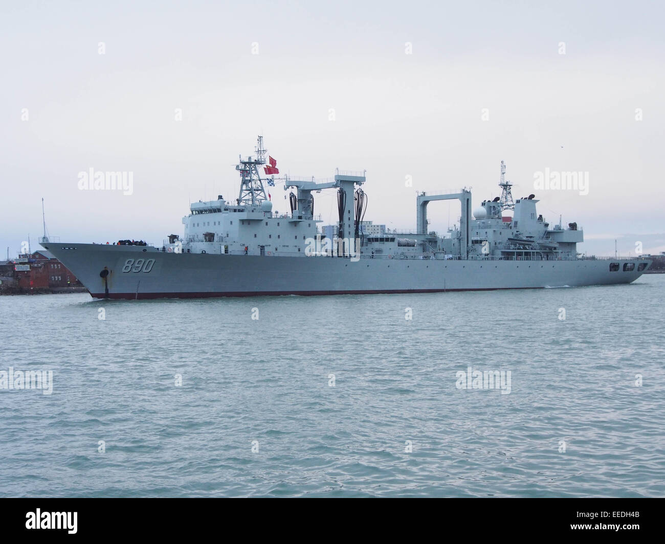 Portsmouth, England, 16th January 2015.The replenishment ship Chaohu of ...