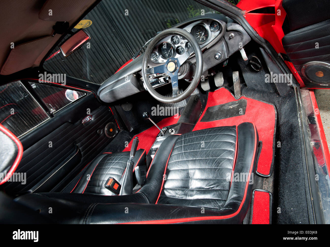 Ferrari Dino classic Italian car interior Stock Photo - Alamy
