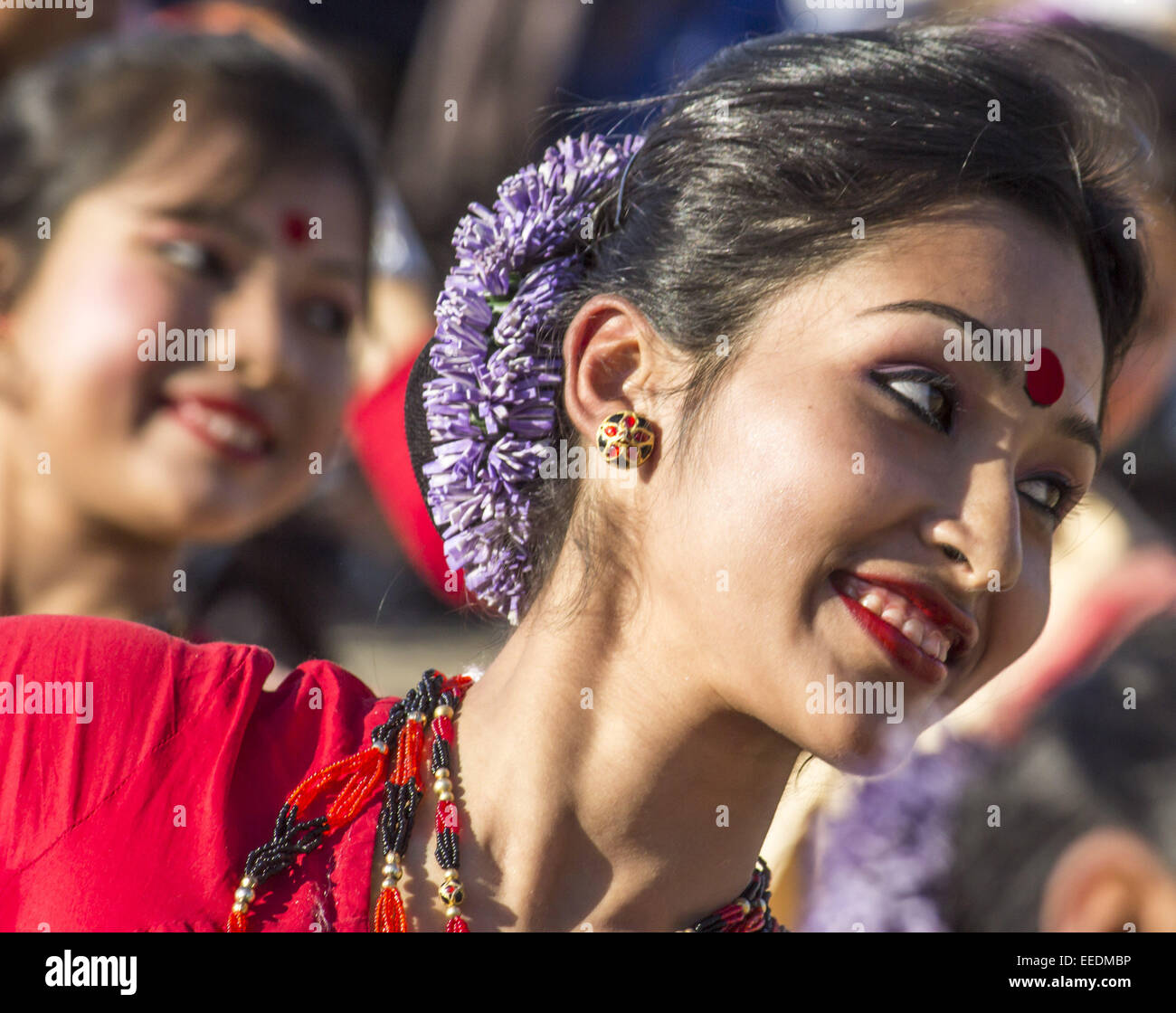 Sivasagar, Assam, India. 16th Jan, 2015. Indian girls in traditional ...