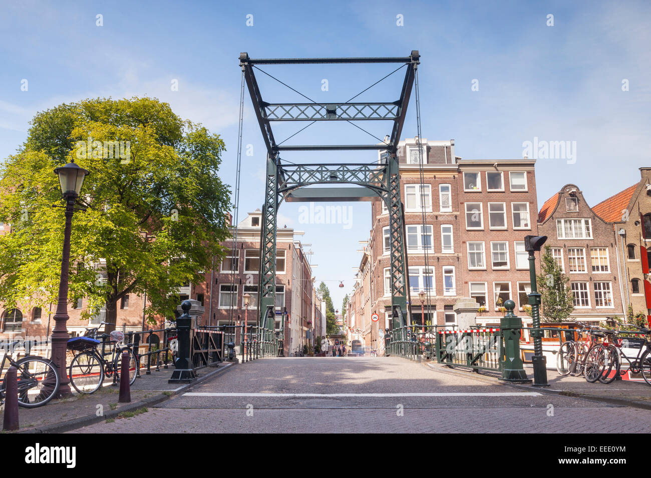 A canal bridge in Amsterdam. The canals of the historic centre of the ...