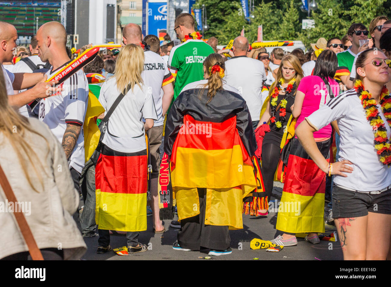 Fans celebrating at Brandenburg Gate the German football team at the ...