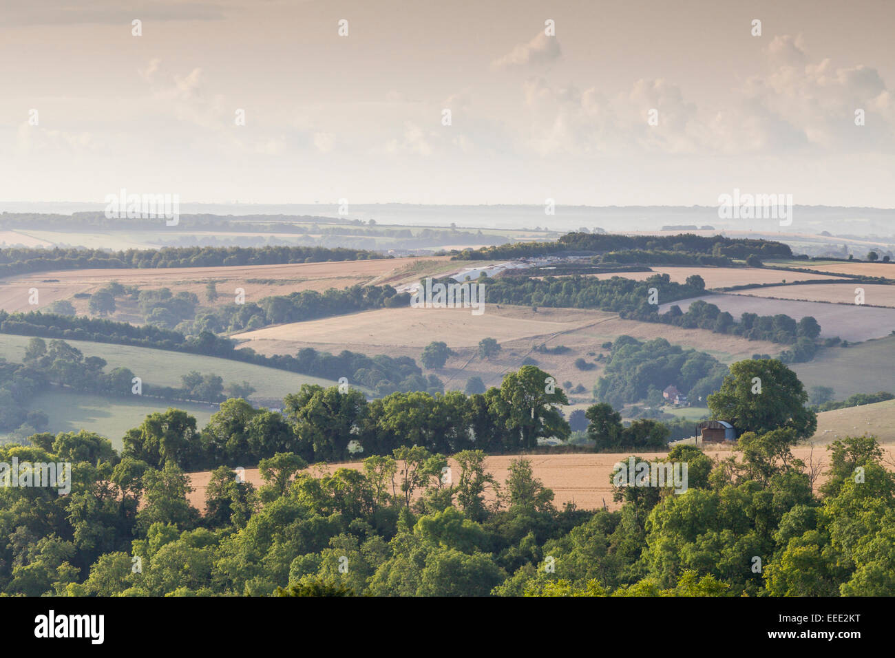 The view over the Blackmore Vale from Hambledon Hill in Dorset Stock ...