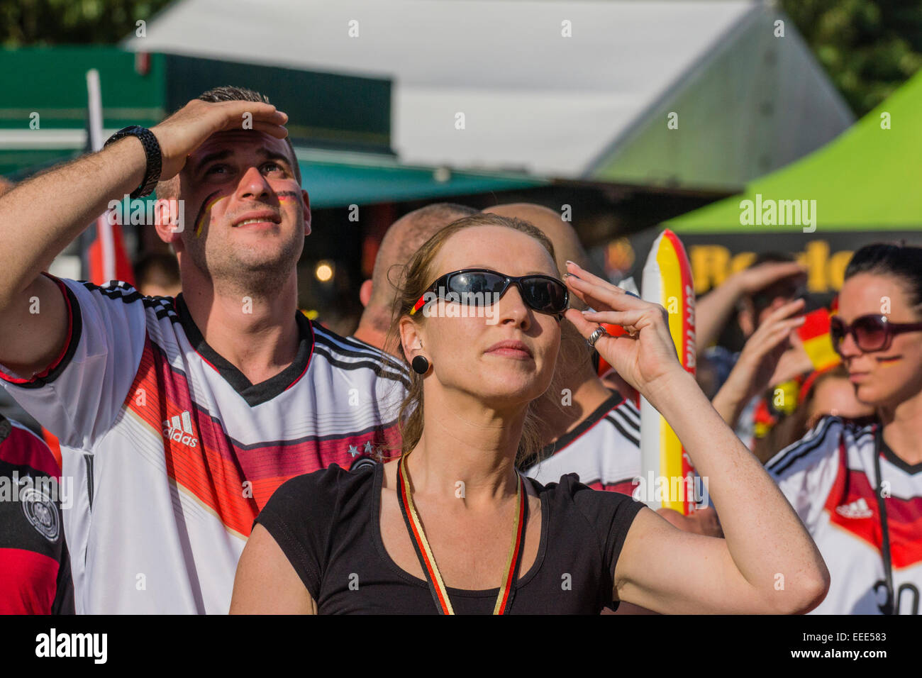 Fans celebrating at Brandenburg Gate the German football team at the ...
