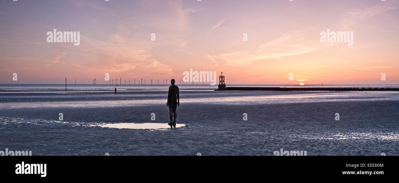 Antony Gormley's Another Place, Crosby Beach, Liverpool, Merseyside ...