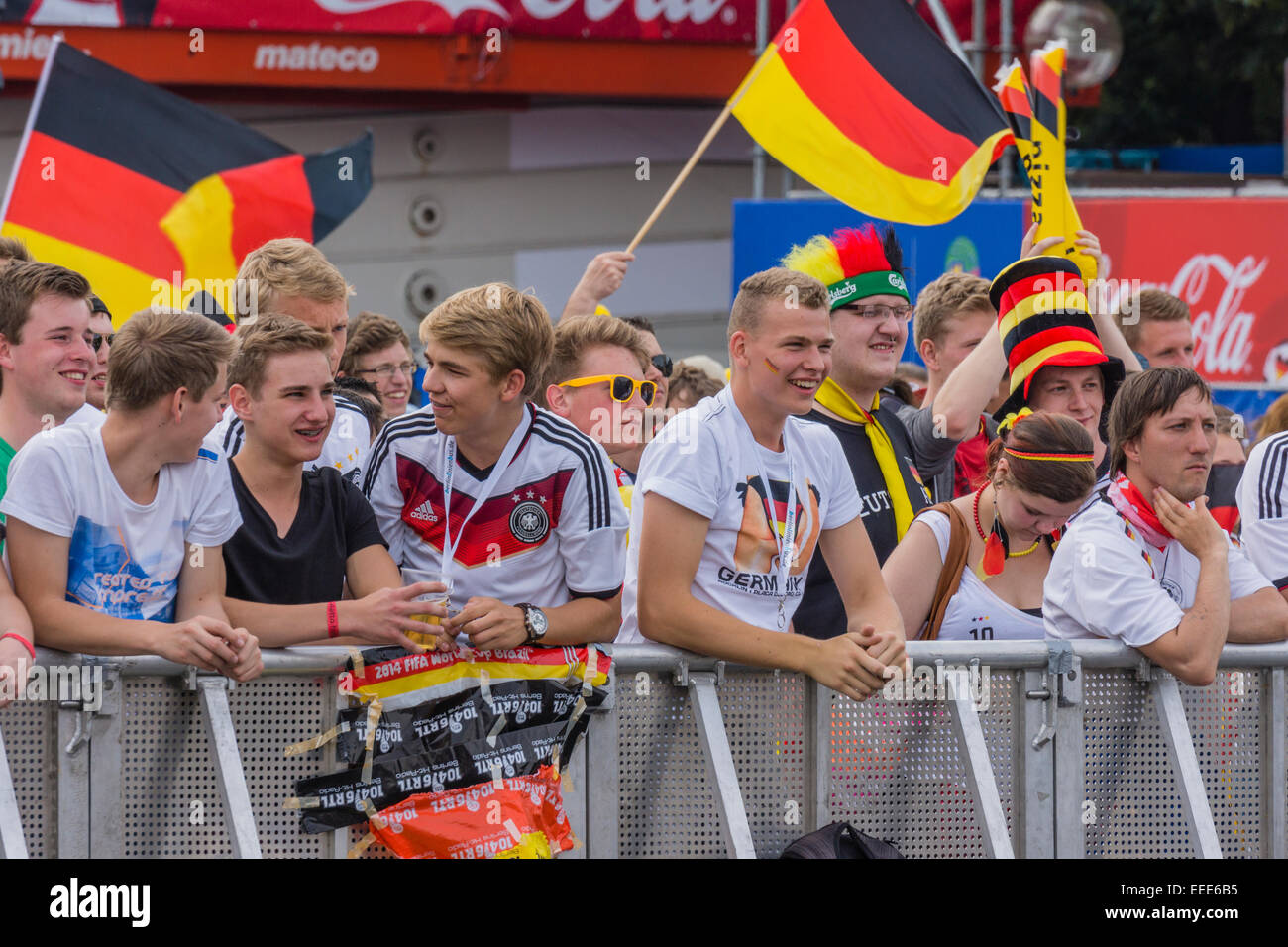Fans celebrating at Brandenburg Gate the German football team at the ...
