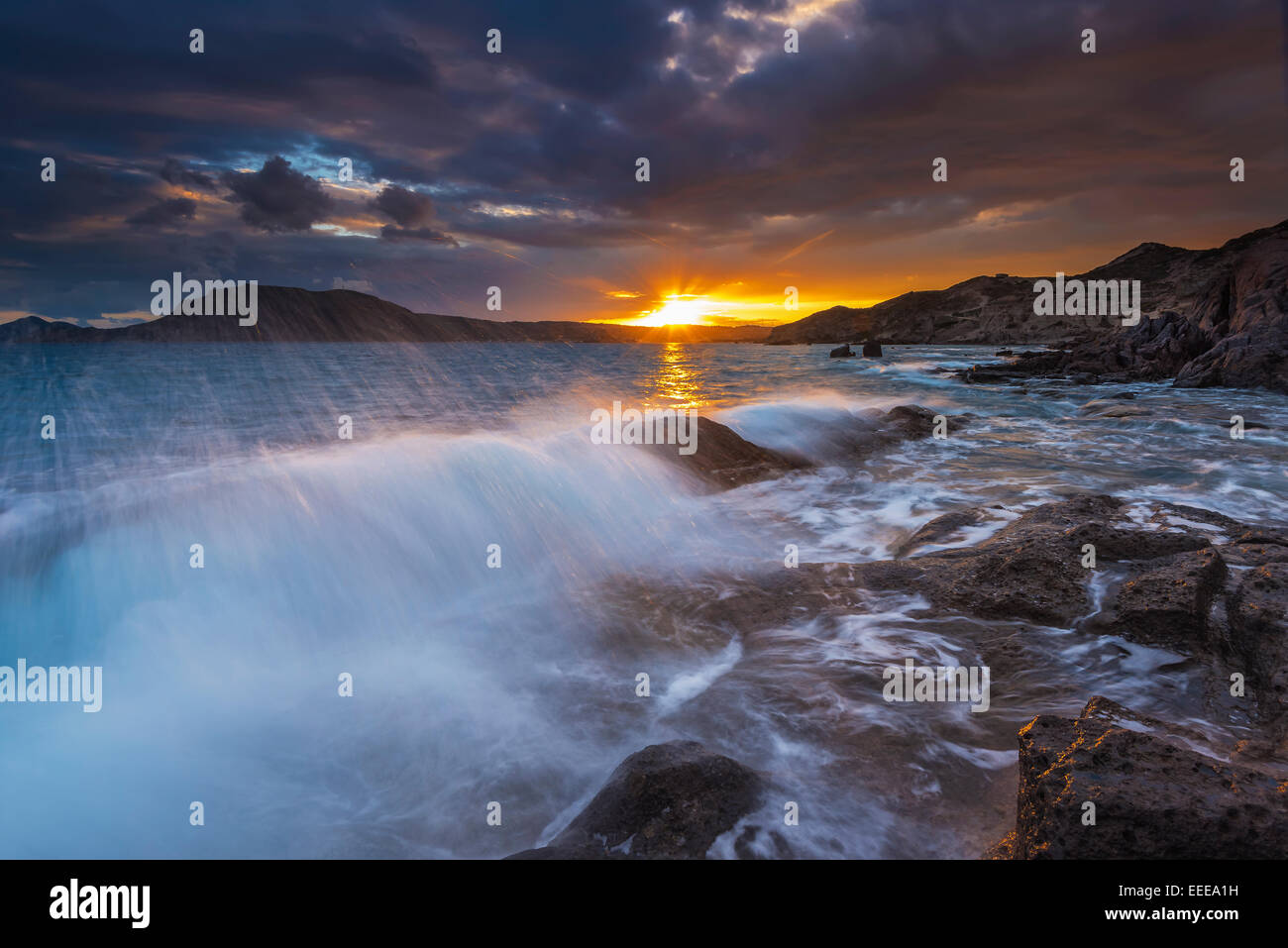 Paradise beach in Kos island at winter sunset Stock Photo - Alamy