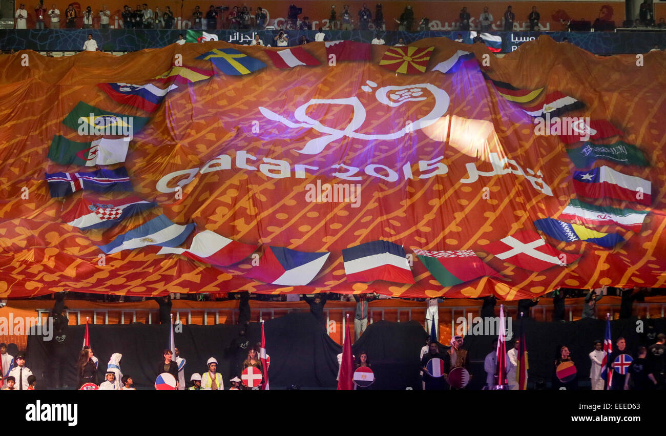 Spectators of the Opening Ceremony of the Handball World Cup are ...