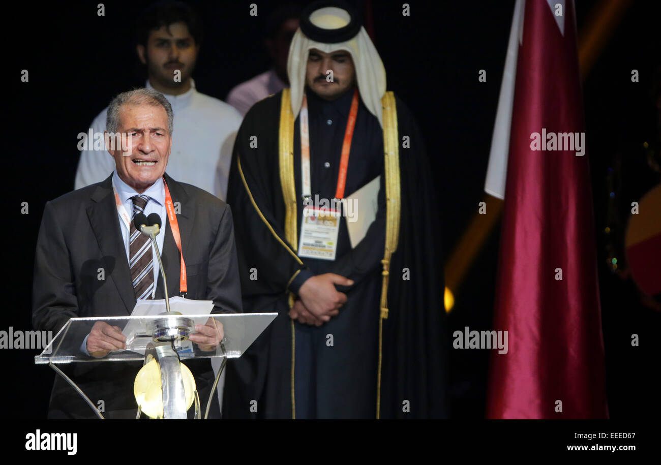 Hassan Moustafa (l), president of the International Handball Federation ...